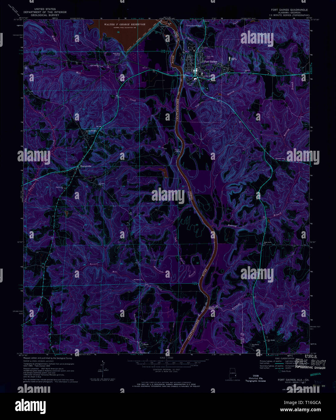 USGS TOPO Map Alabama AL Fort Gaines 303868 1969 24000 Inverted Stock ...