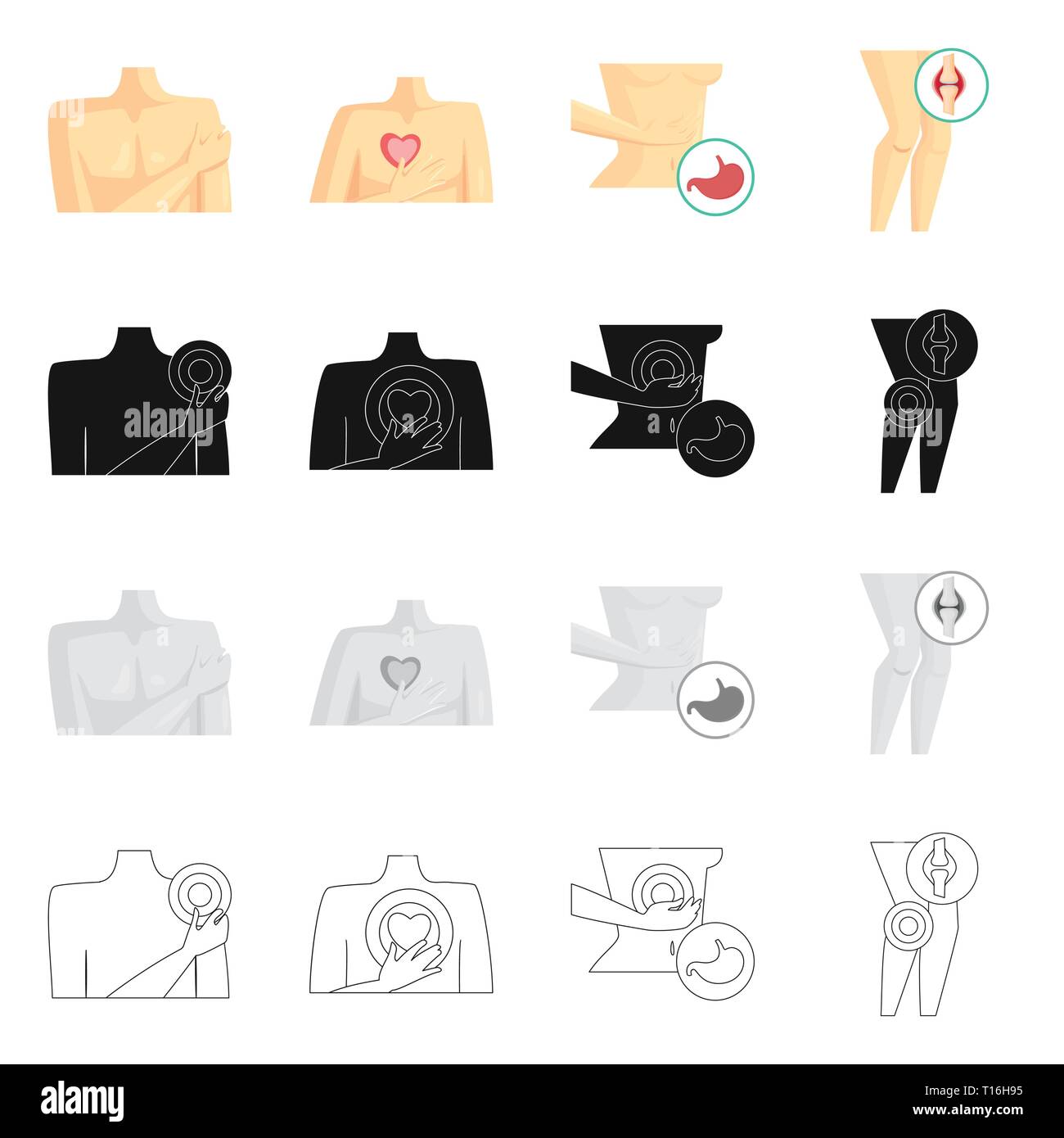 Vector illustration of hospital and rendering symbol. Collection of ...