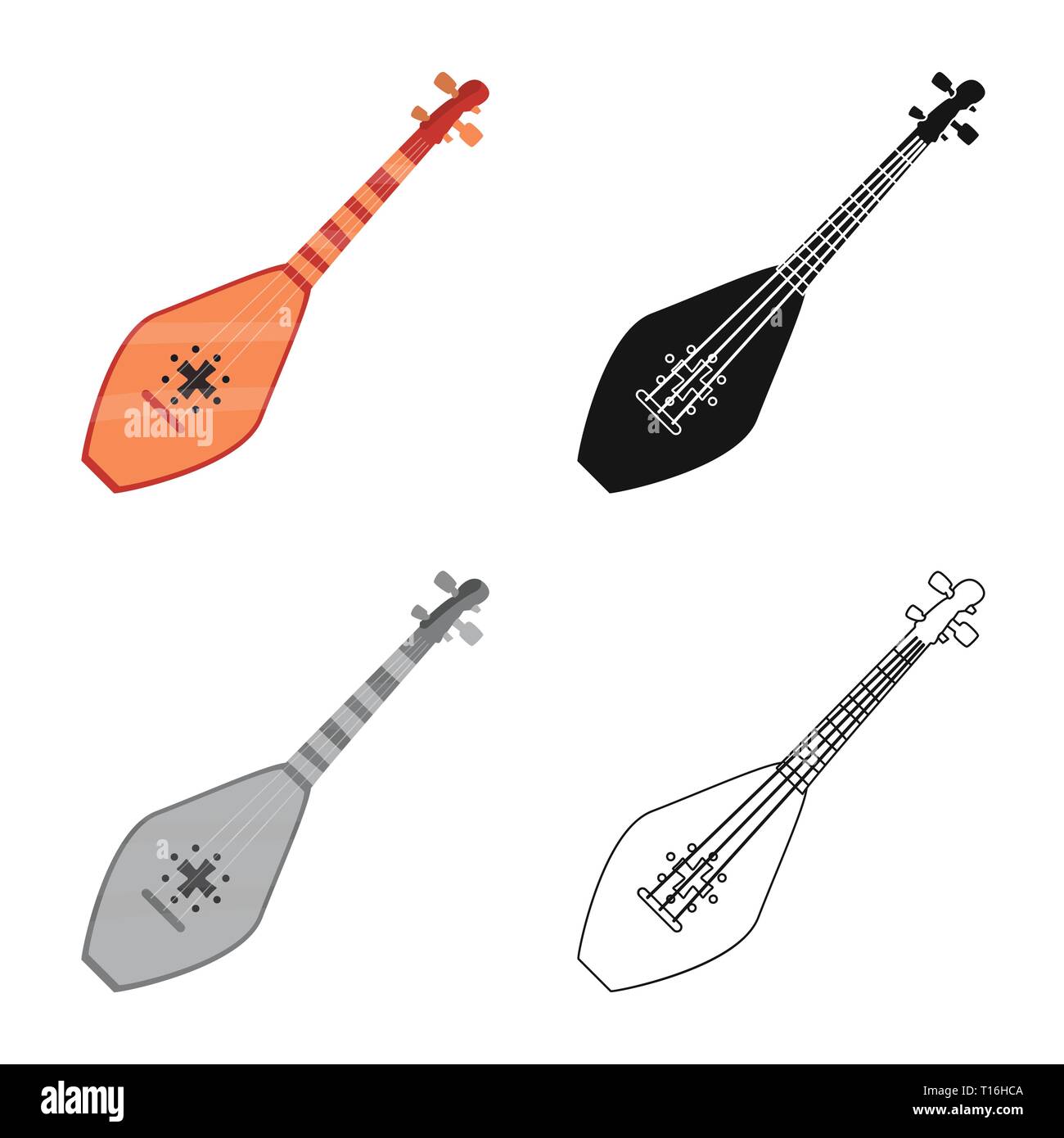 Vector illustration of musical and instrument sign. Set of musical and ...