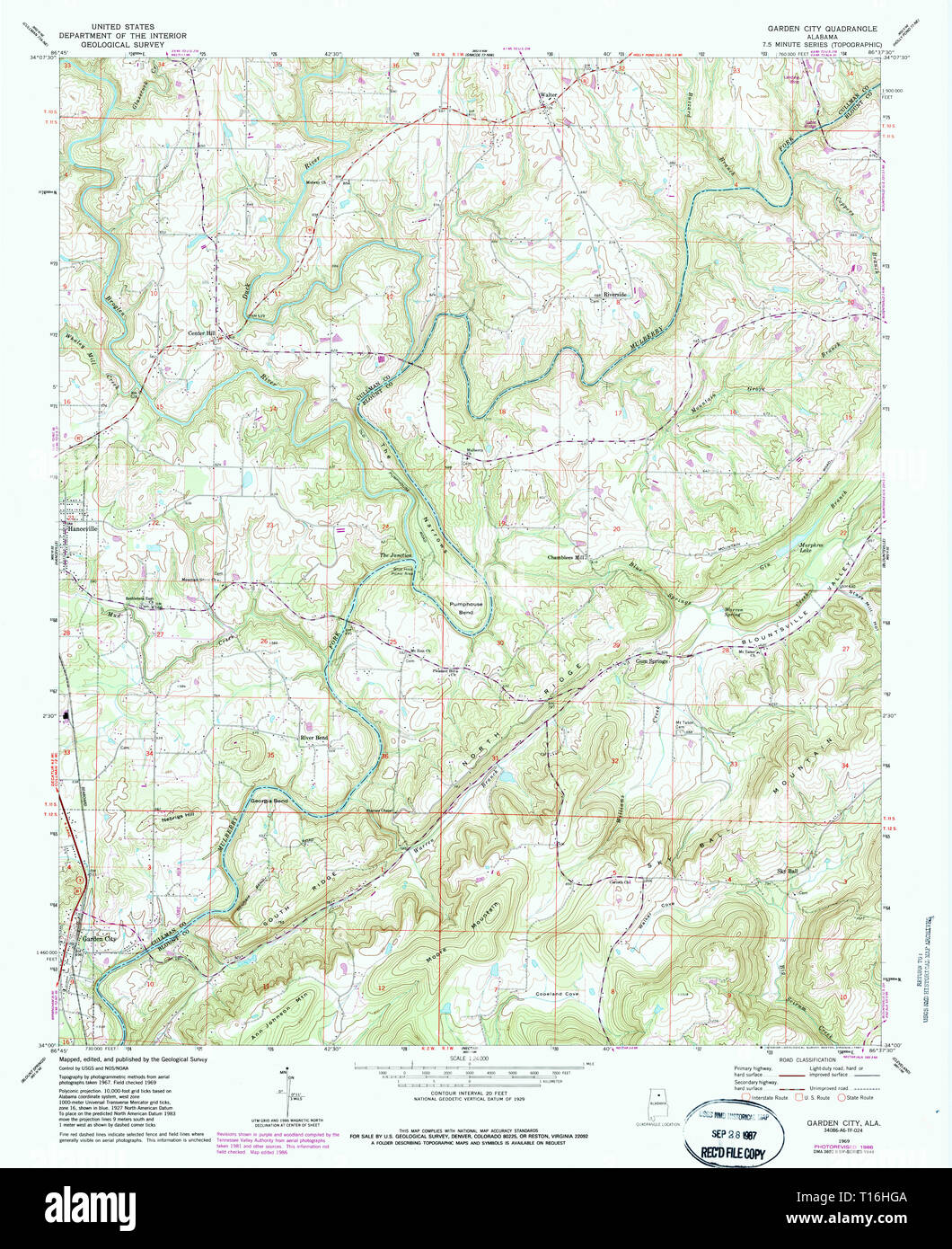 USGS TOPO Map Alabama AL Garden City 303934 1969 24000 Stock Photo - Alamy