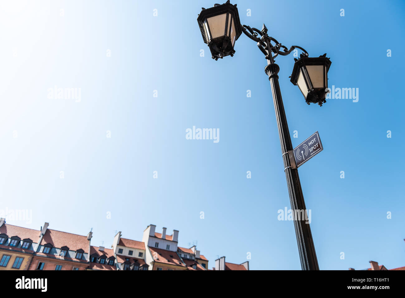 Warsaw, Poland old town capital city during sunny summer day background ...