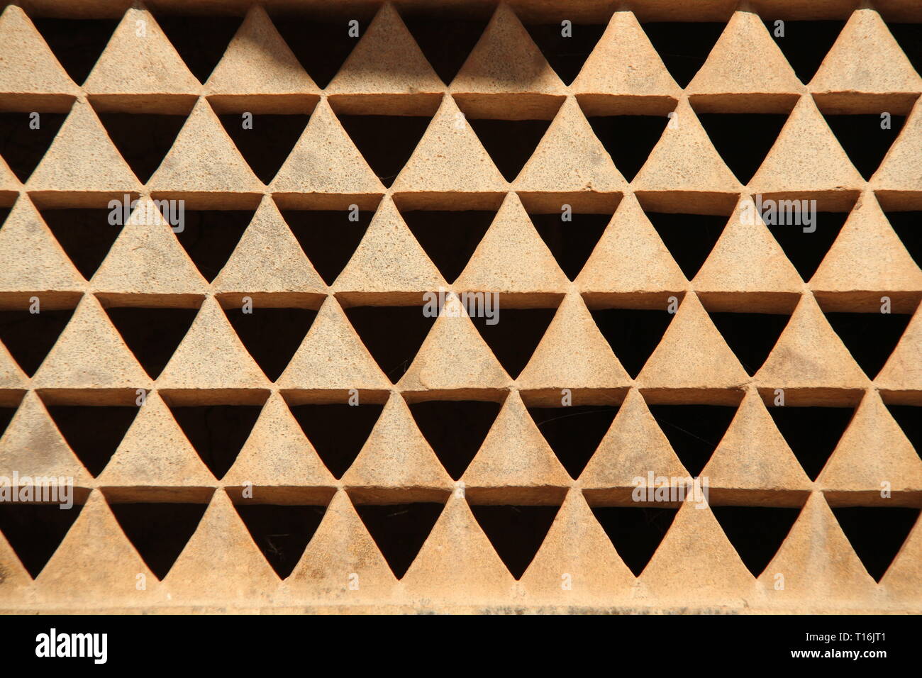 A jali or latticed screen in stone pappern, Gwalior fort, Madhya ...