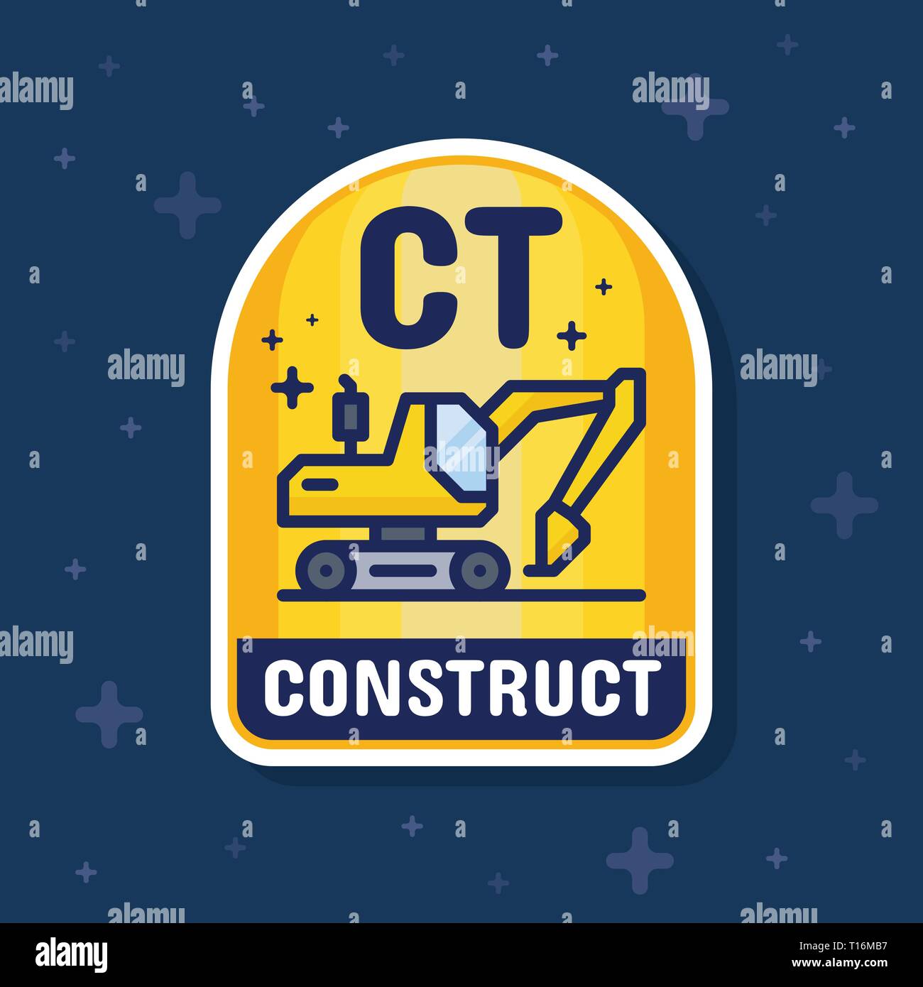 Excavator and construction service badge banner. Vector illustration ...
