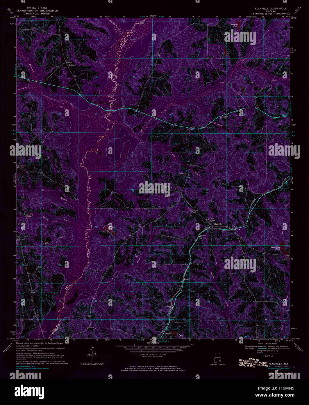 USGS TOPO Map Alabama AL Elamville 303738 1979 24000 Inverted Stock ...