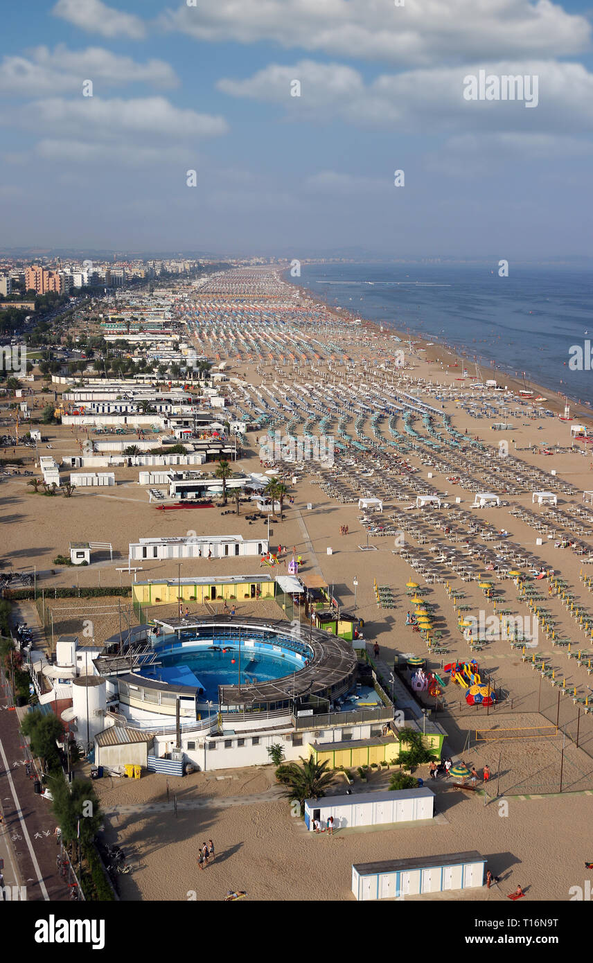 Rimini beach in summer panorama Italy Stock Photo - Alamy