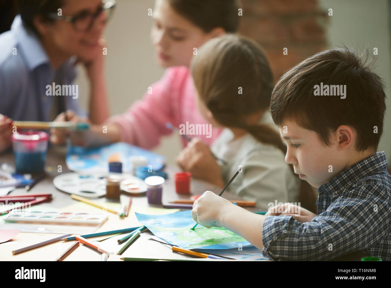 Cute Boy Painting Stock Photo - Alamy