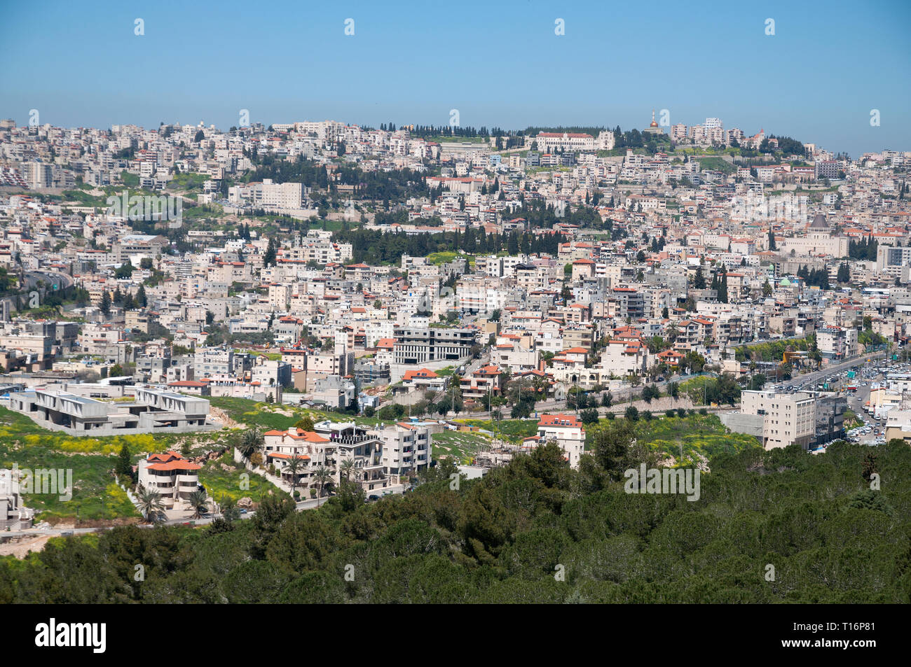 Church of Annunciation and the city of Nazareth Stock Photo - Alamy