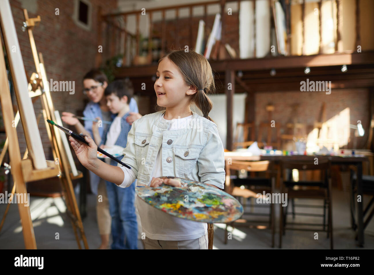 Cute Little Artist Painting Stock Photo - Alamy
