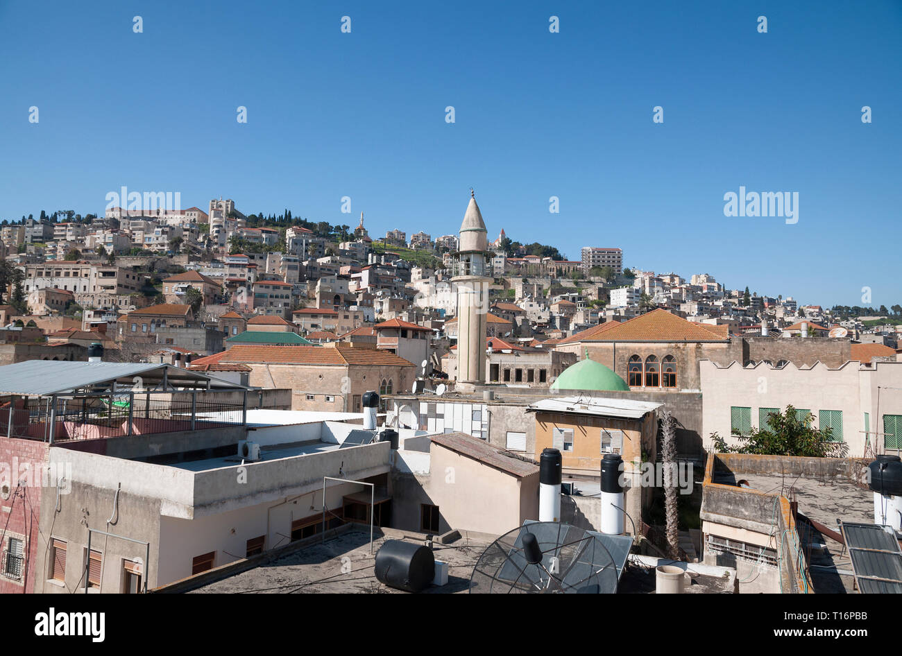Church of Annunciation and the city of Nazareth Stock Photo - Alamy