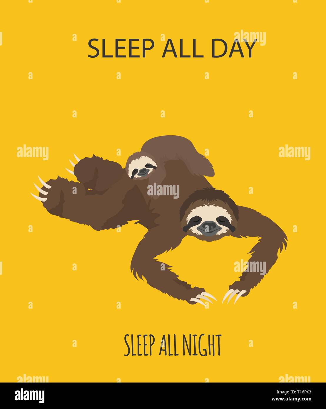 The story of one sloth. With family. Funny cartoon sloths in different ...