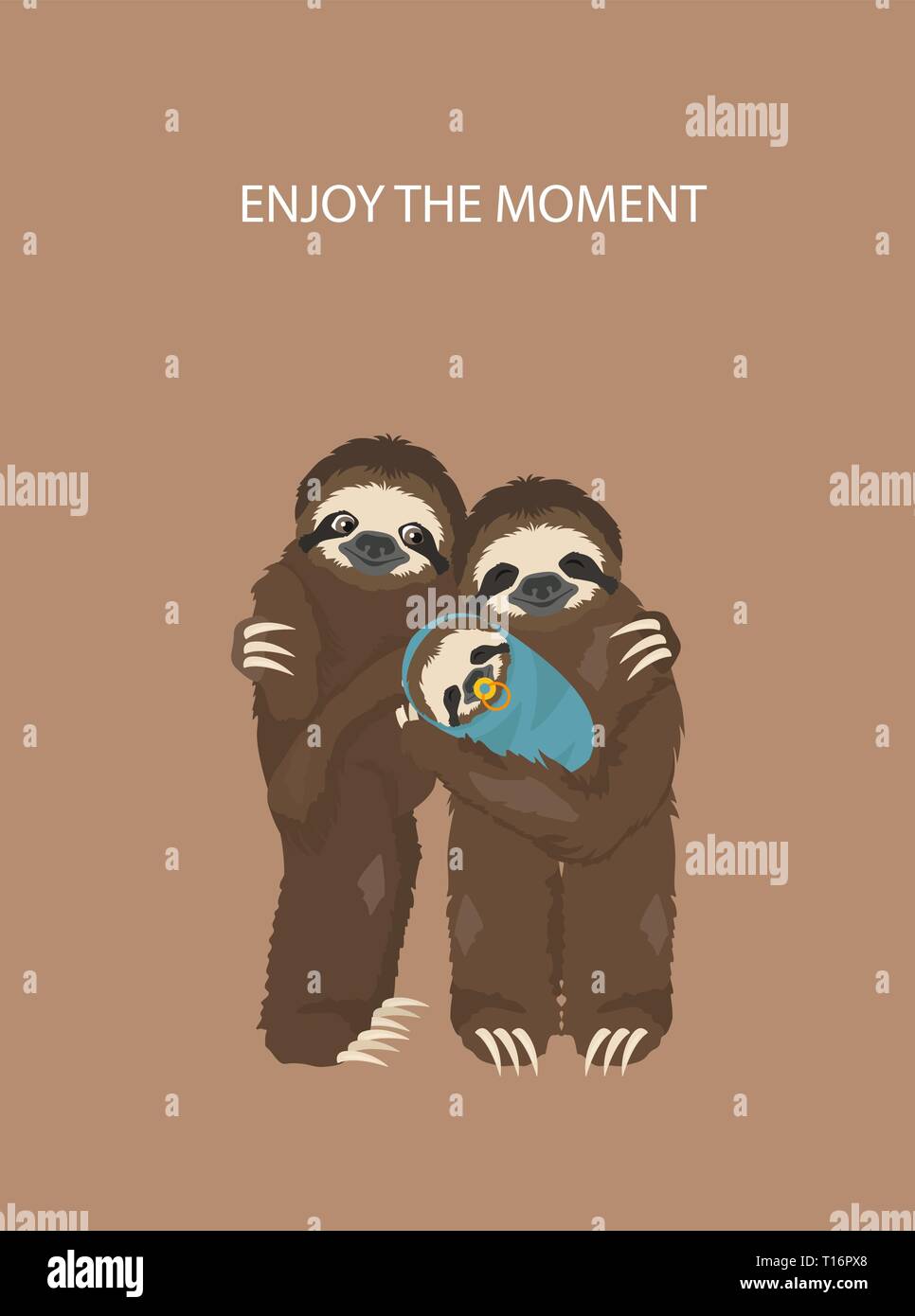 The story of one sloth. With family. Funny cartoon sloths in different ...