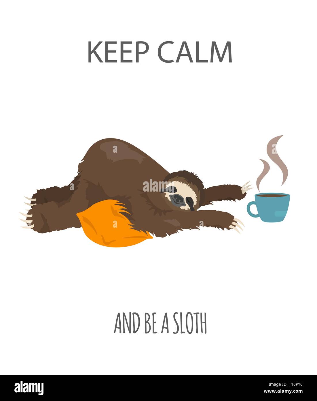 The story of one sloth. Morning cofee. Funny cartoon sloths in ...