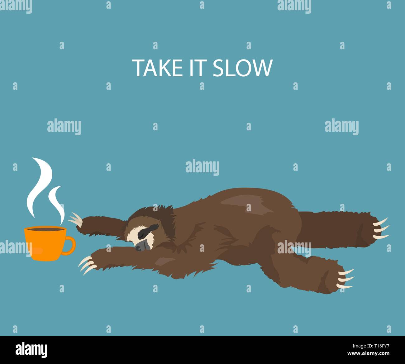The story of one sloth. Morning cofee. Funny cartoon sloths in ...