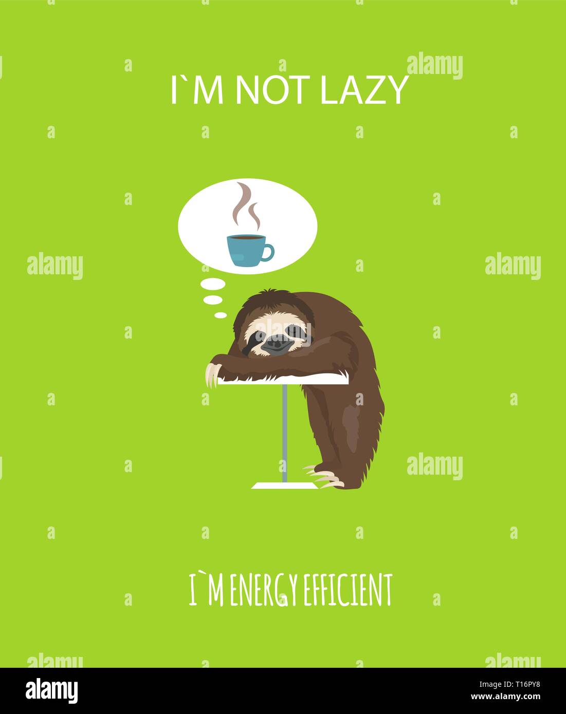 The story of one sloth. Morning cofee. Funny cartoon sloths in ...