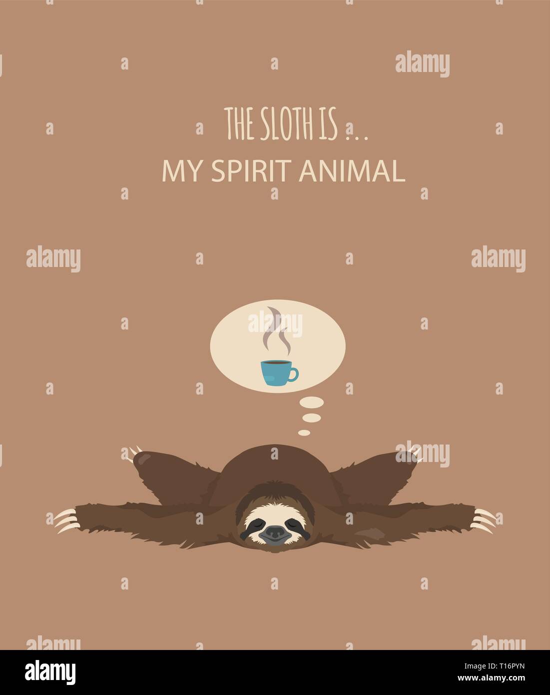 The story of one sloth. Morning cofee. Funny cartoon sloths in ...