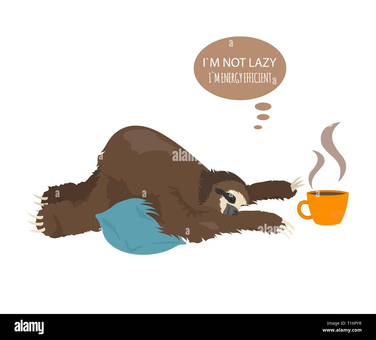 The story of one sloth. Morning cofee. Funny cartoon sloths in ...