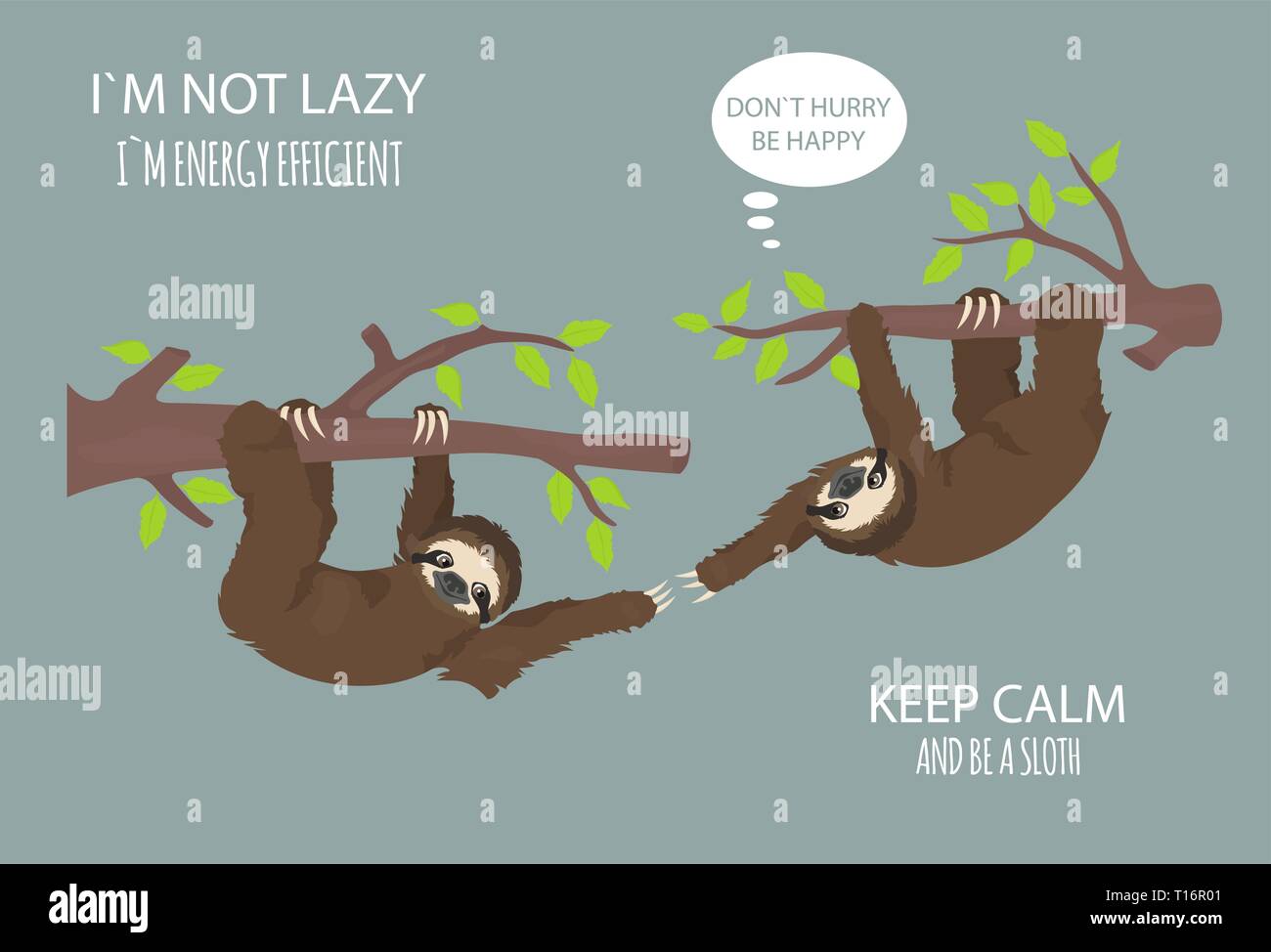 The story of one sloth. Outdoors. Funny cartoon sloths in different ...