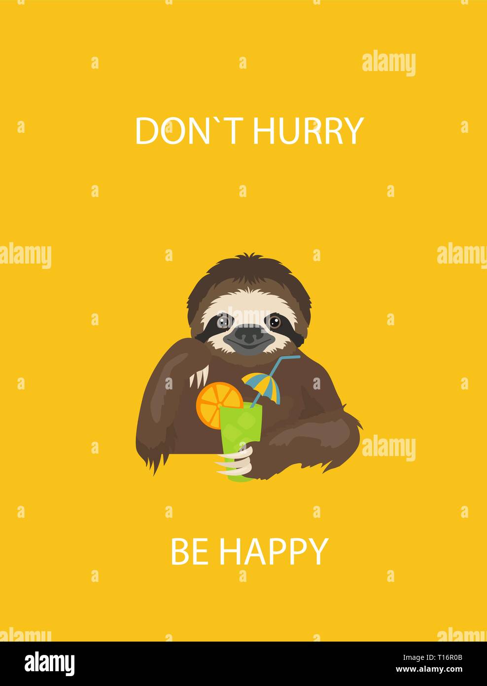 The story of one sloth. At the party with friends. Funny cartoon sloths ...