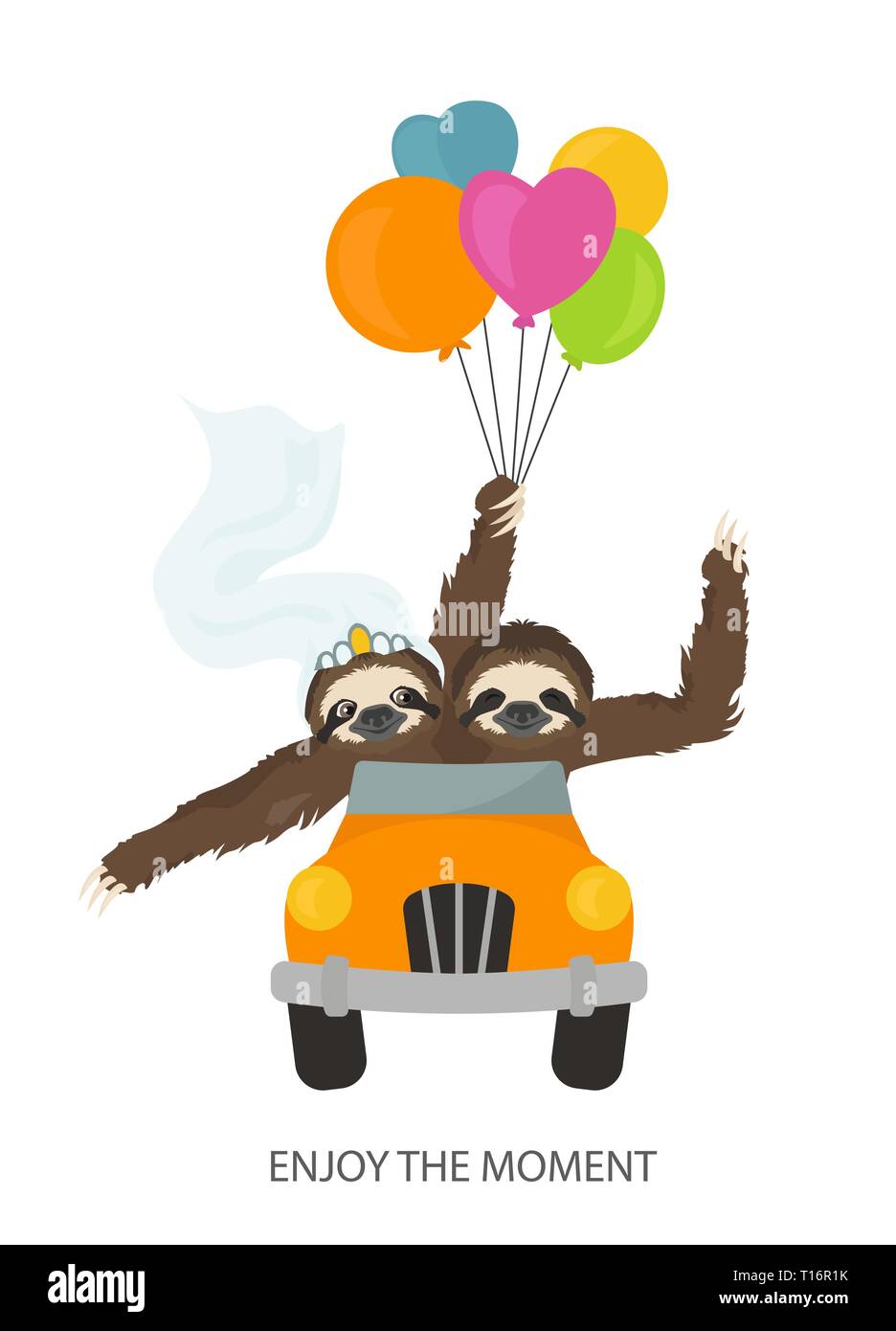 The story of one sloth. Love, wedding, honeymoon. Funny cartoon sloths ...