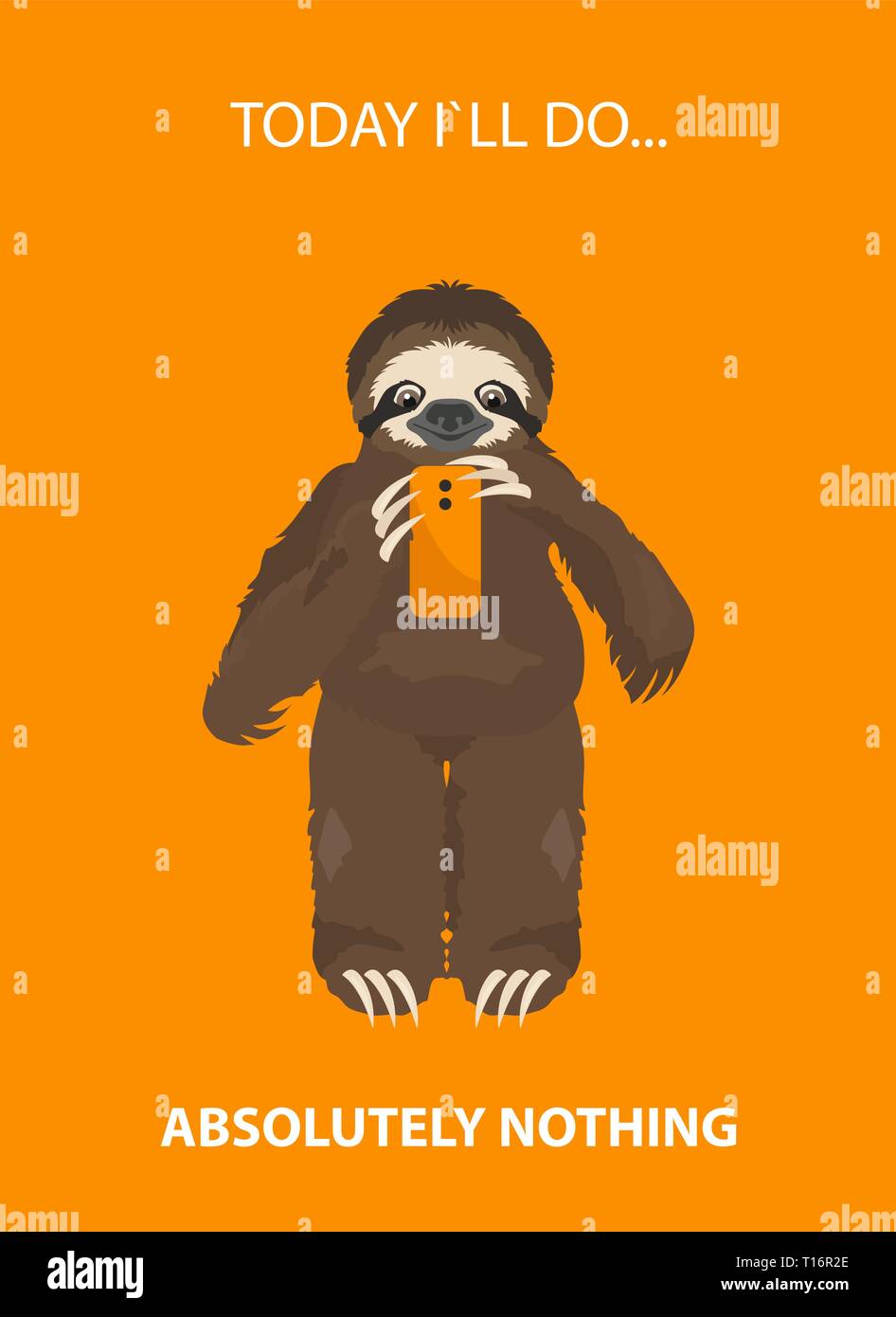 The story of one sloth. At work, study. Funny cartoon sloths in ...