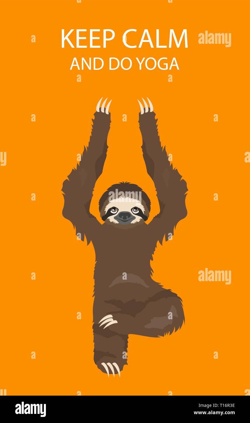 Sloth yoga collection. Funny cartoon animals in different postures set ...