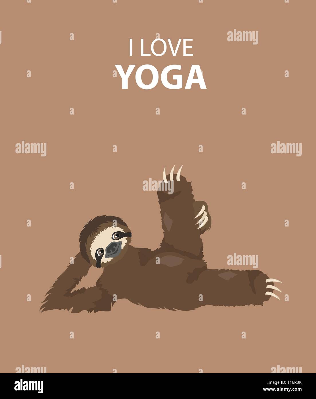 Sloth yoga collection. Funny cartoon animals in different postures set ...
