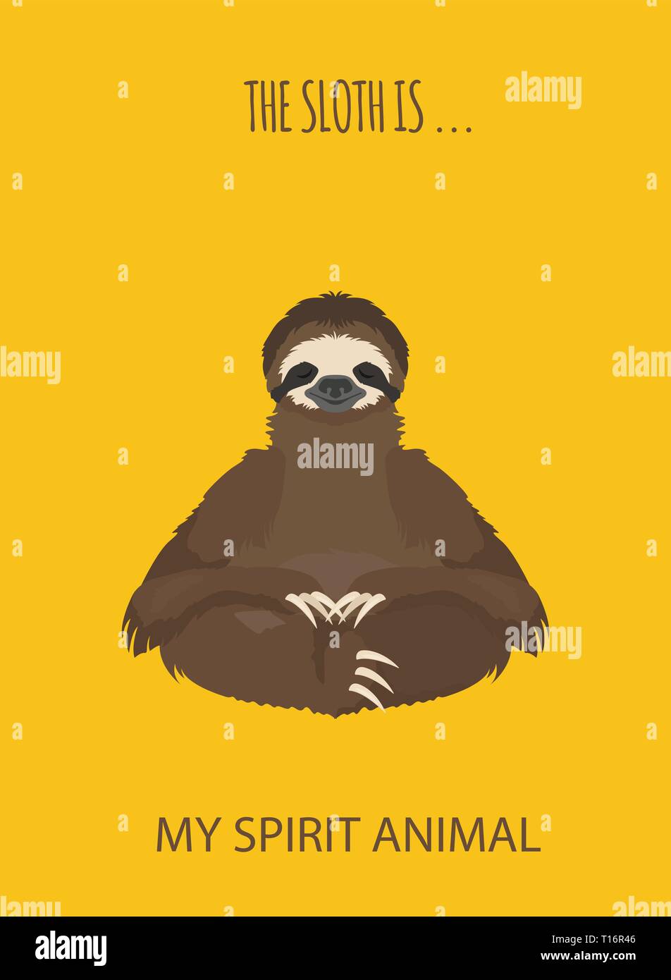 Sloth yoga collection. Funny cartoon animals in different postures set ...