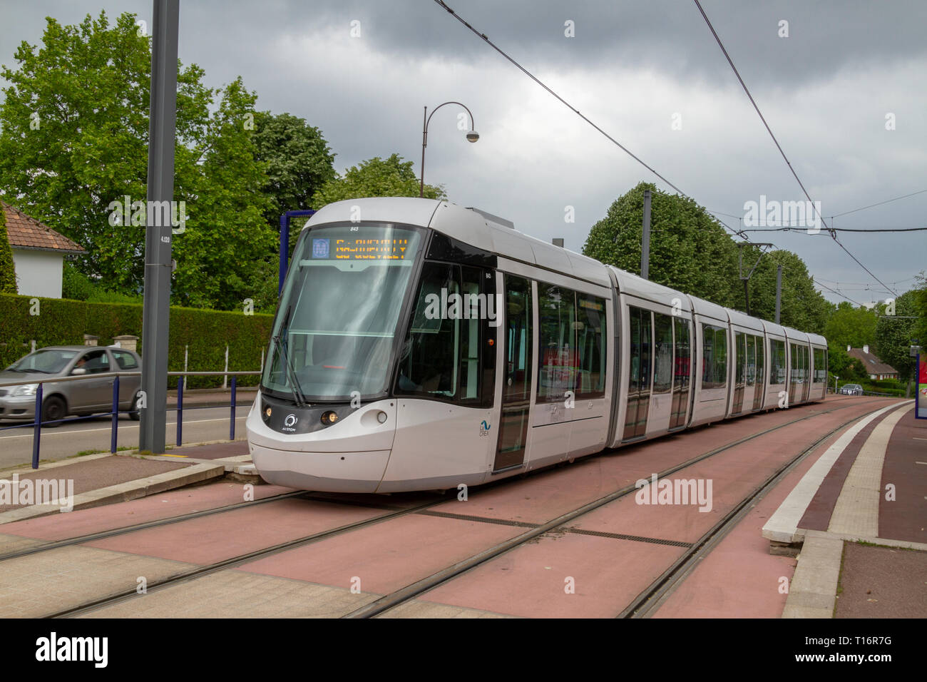 An electric tram in Rouen, Seine-Maritime, France Stock Photo - Alamy