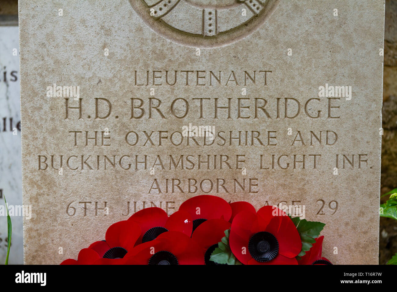 The grave of Lt Den Brotheridge, Ranville Churchyard, Ranville ...