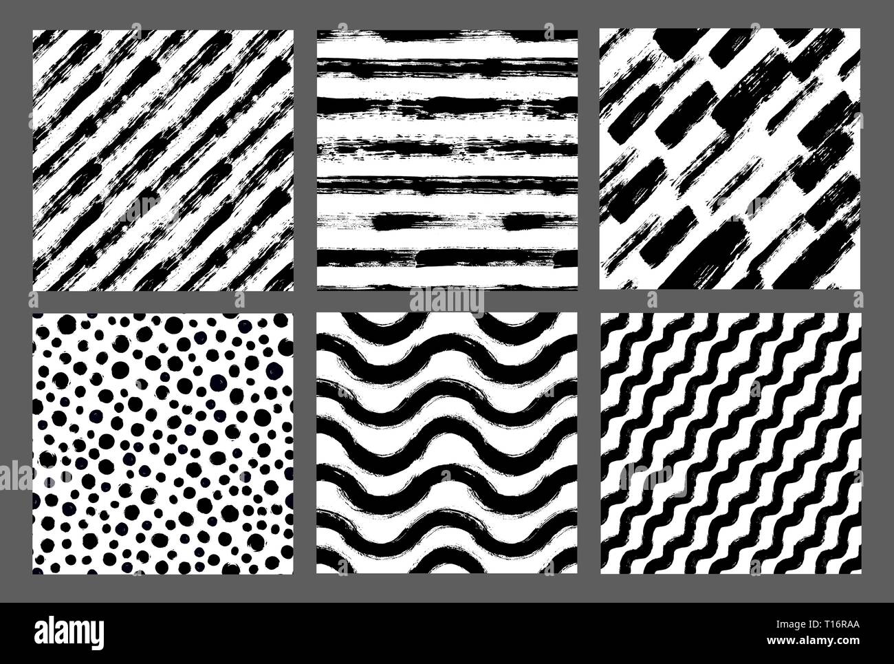 Painted Patterns Hand Drawn Backgrounds Dots Stripes Chevron Stock ...
