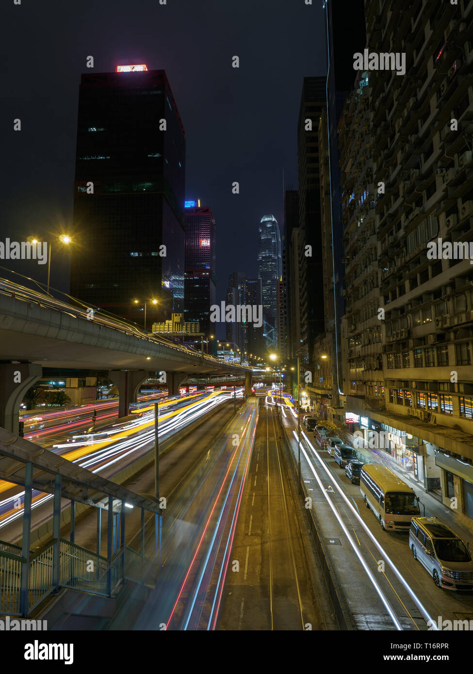 Hong Kong long exposure seen from Connaught road Stock Photo - Alamy