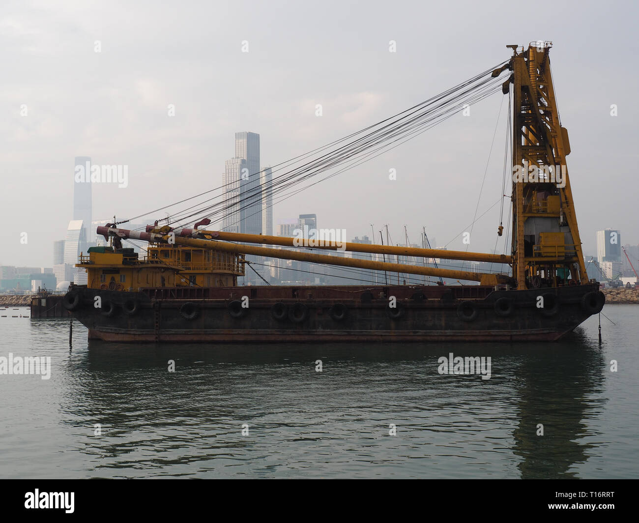 A derrick ship in the Hong Kong harbor Stock Photo - Alamy
