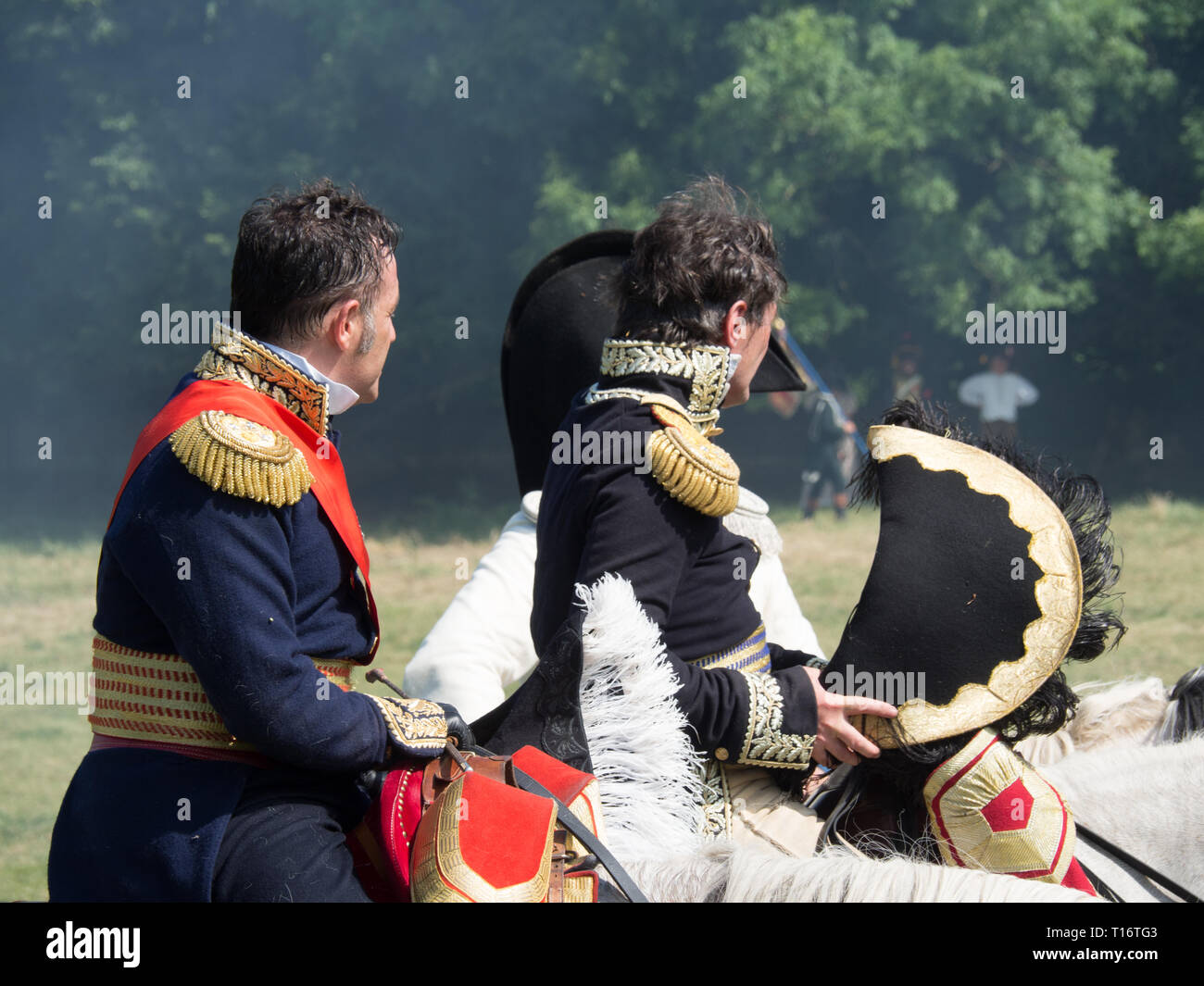 Waterloo, Belgium - June 18 2017: French commanders on horseback during ...
