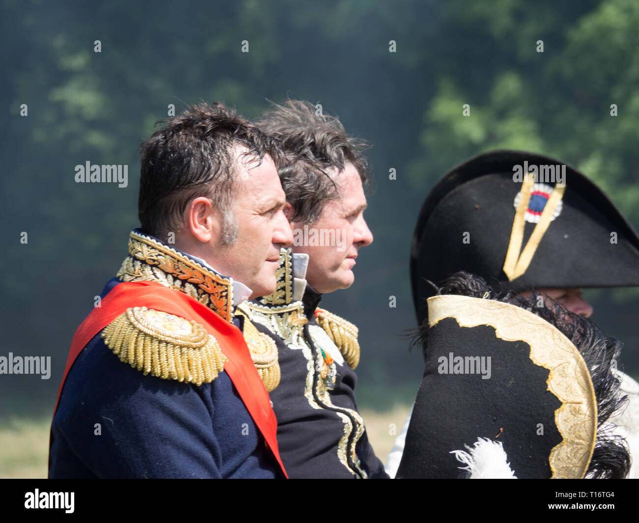 Waterloo, Belgium - June 18 2017: French commanders on horseback during ...