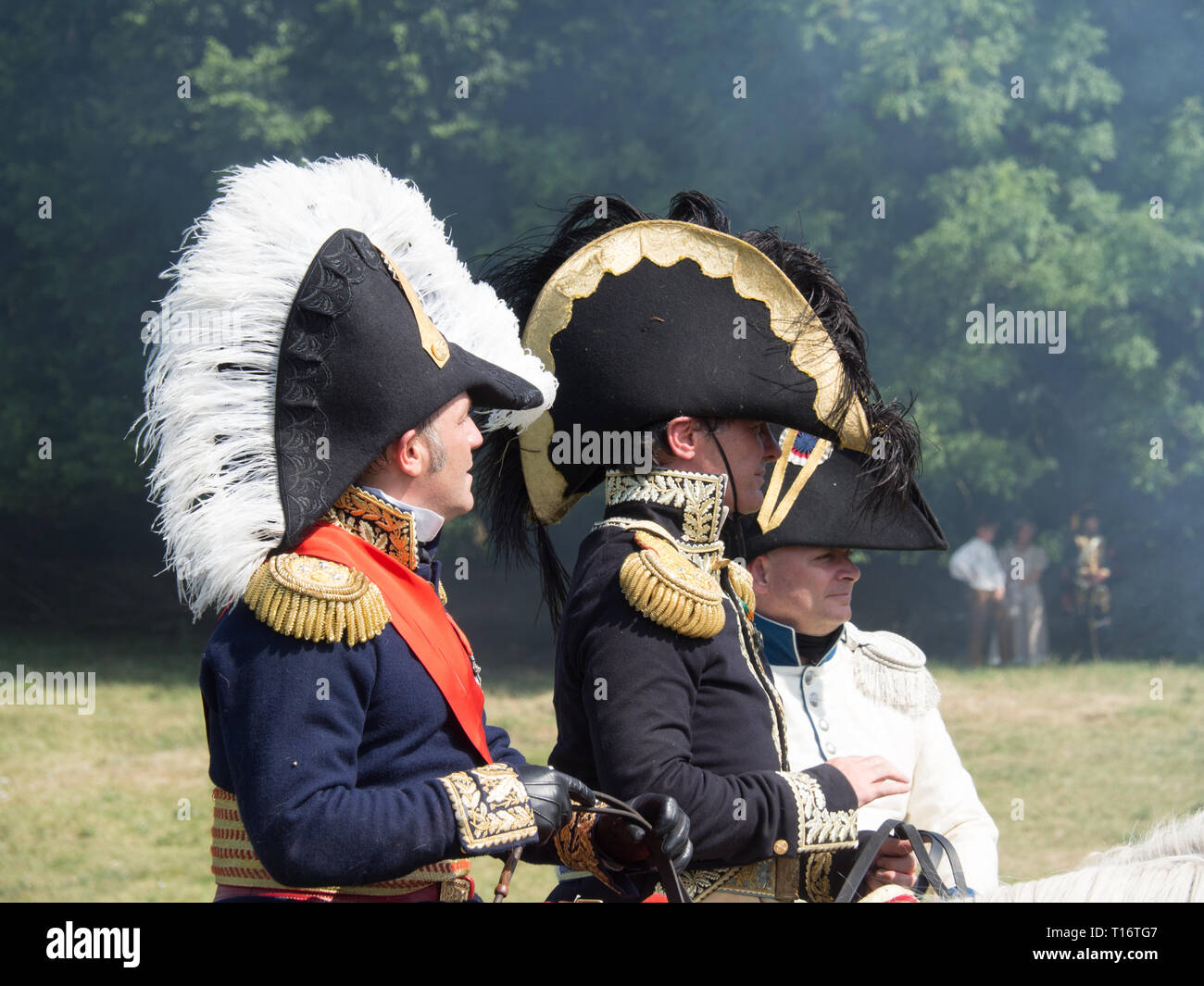 Waterloo, Belgium - June 18 2017: French commanders on horseback during ...