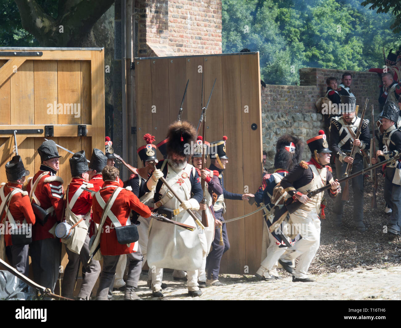 Waterloo, Belgium - June 18 2017: People re-enacting the siege of ...