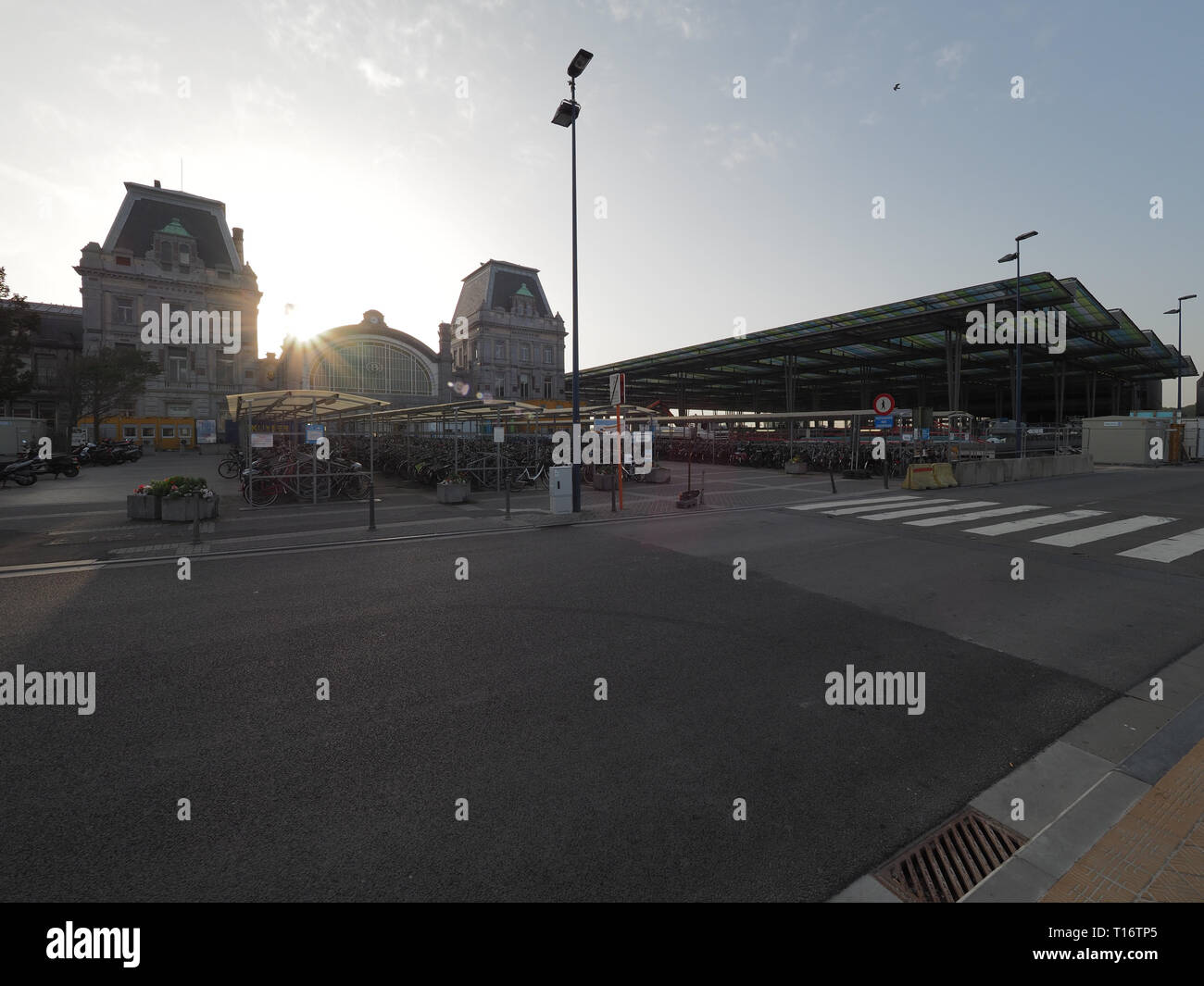 Ostend, Belgium - 7 August 2018: Image of the Ostend train station and ...