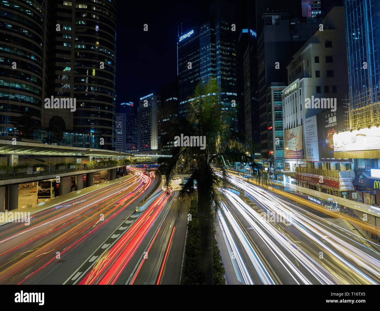 Central, Hong Kong - November 1, 2017: A picture taken with a slow ...