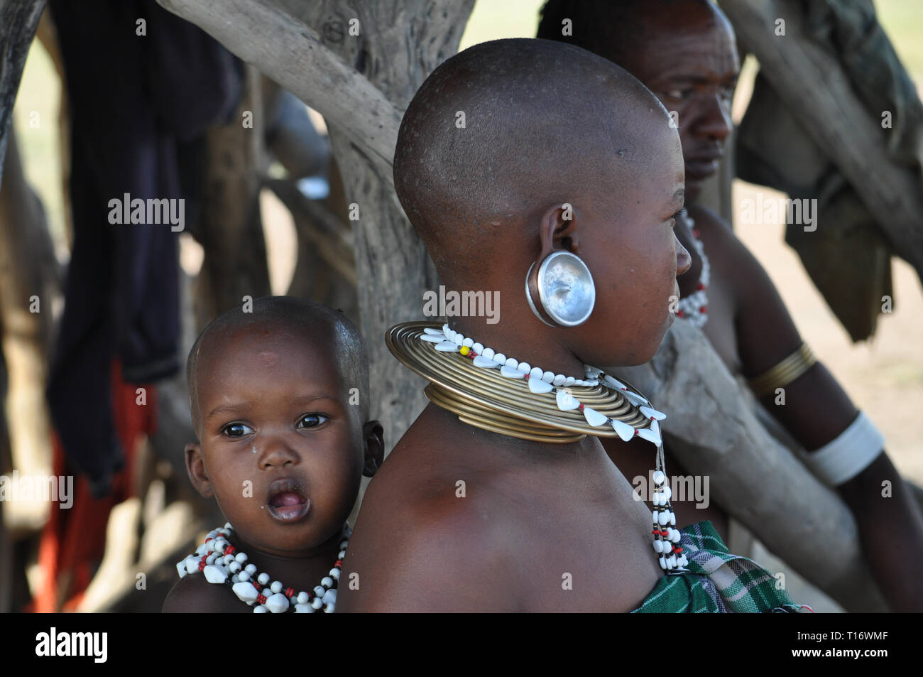 Igunga, Tanzania - 6 february 2012: A young Wataturu woman with her ...