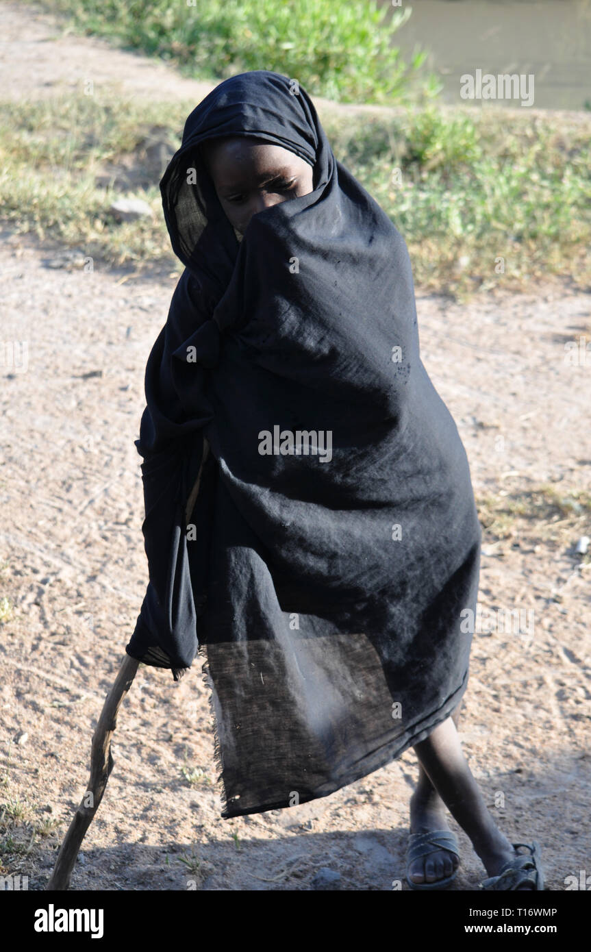 IGUNGA, TANZANIA - 6 FEBRUARY 2012: A child of the Wataturu tribe ...