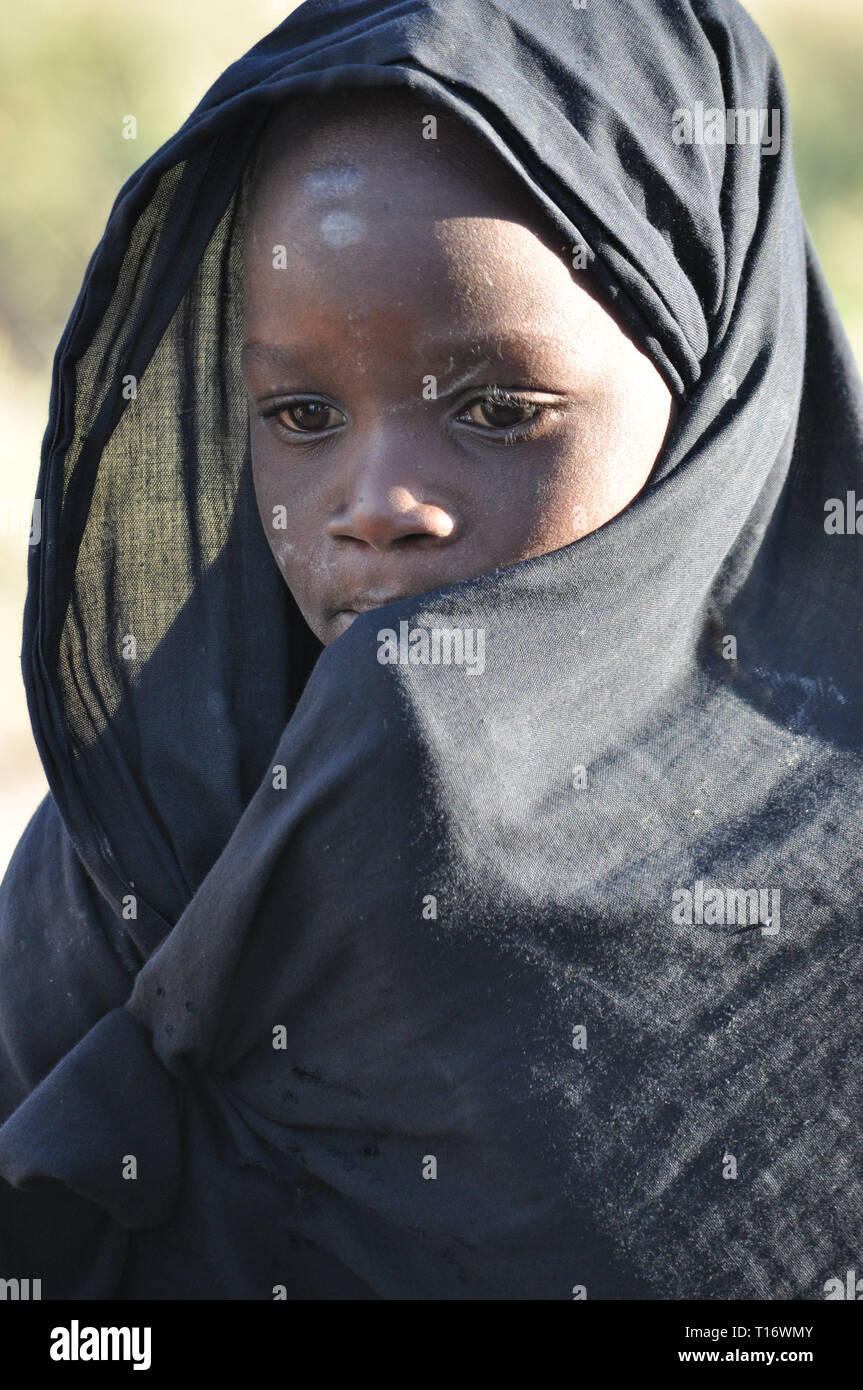 Igunga, Tanzania - February 6 2012: Portrait of a child of the Wataturu ...