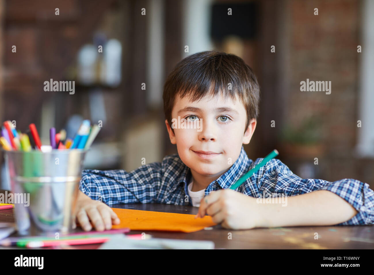 Boy Drawing Pictures Stock Photo - Alamy