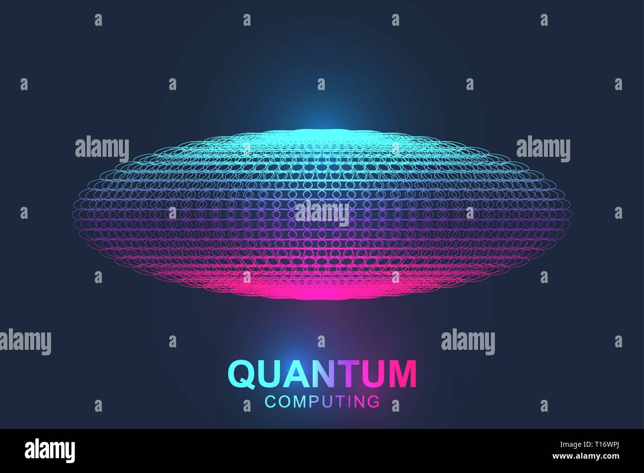 Quantum computer technology concept. Sphere explosion background. Deep learning artificial ...
