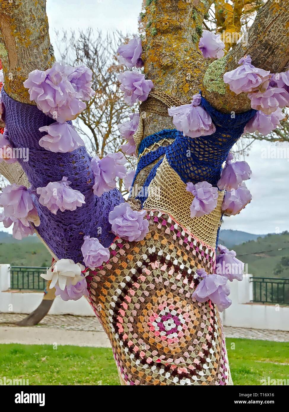 Beautiful crocheted tree in Portugal Stock Photo - Alamy