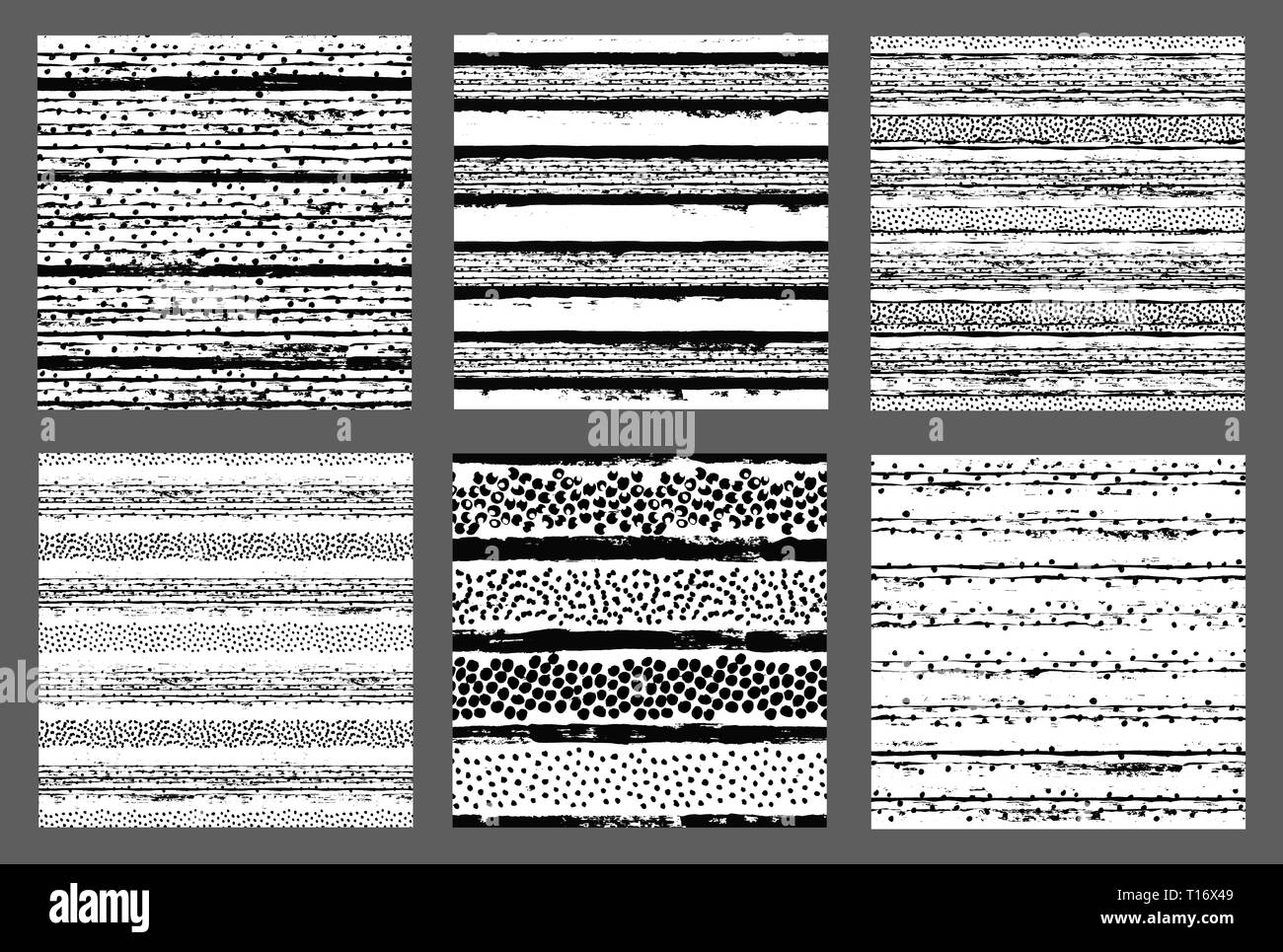 Painted Patterns Hand Drawn Backgrounds Dots Stripes Stock Vector Image ...