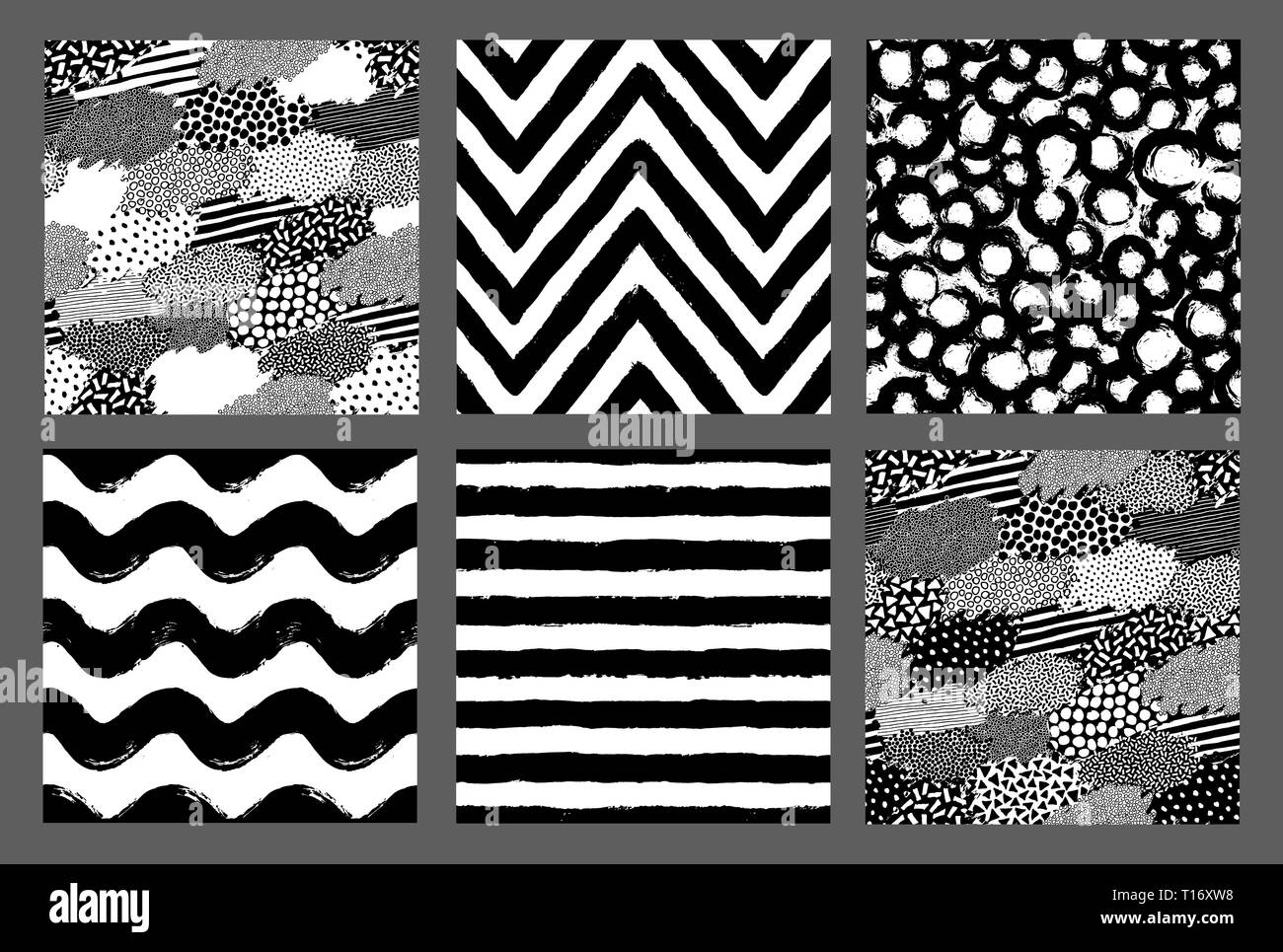 Painted Patterns Hand Drawn Backgrounds Dots Stripes Chevron Stock ...