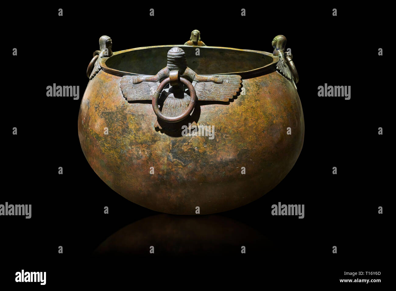 Phrygian bronze couldron with decorated winged figure handles . From ...