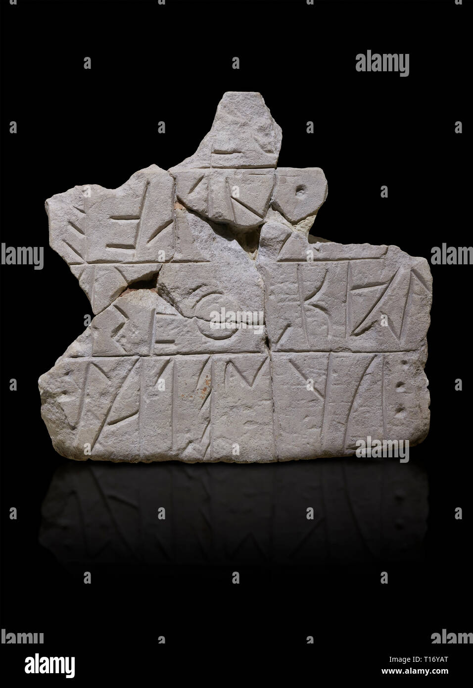 Stone stele fragment with a Phrygian written inscription. From Grodion ...