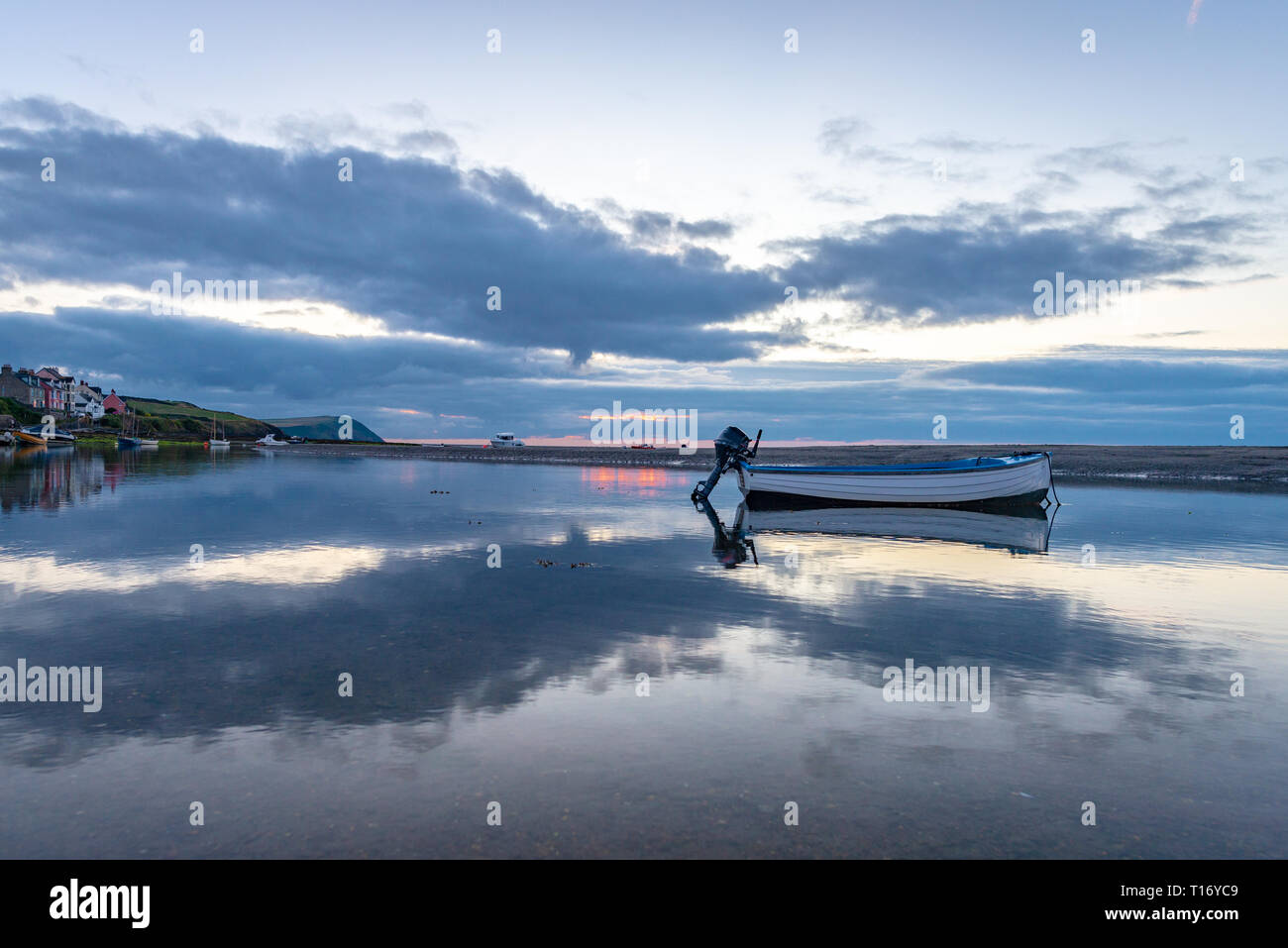 The Nyfer estuary at dusk, Trefdraeth (Newport), Wales, United Kingdom ...
