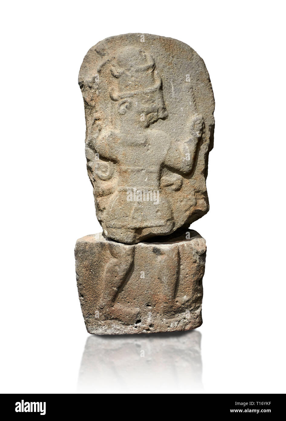 Hittite monumental relief sculpture of a god probably about to kill a ...